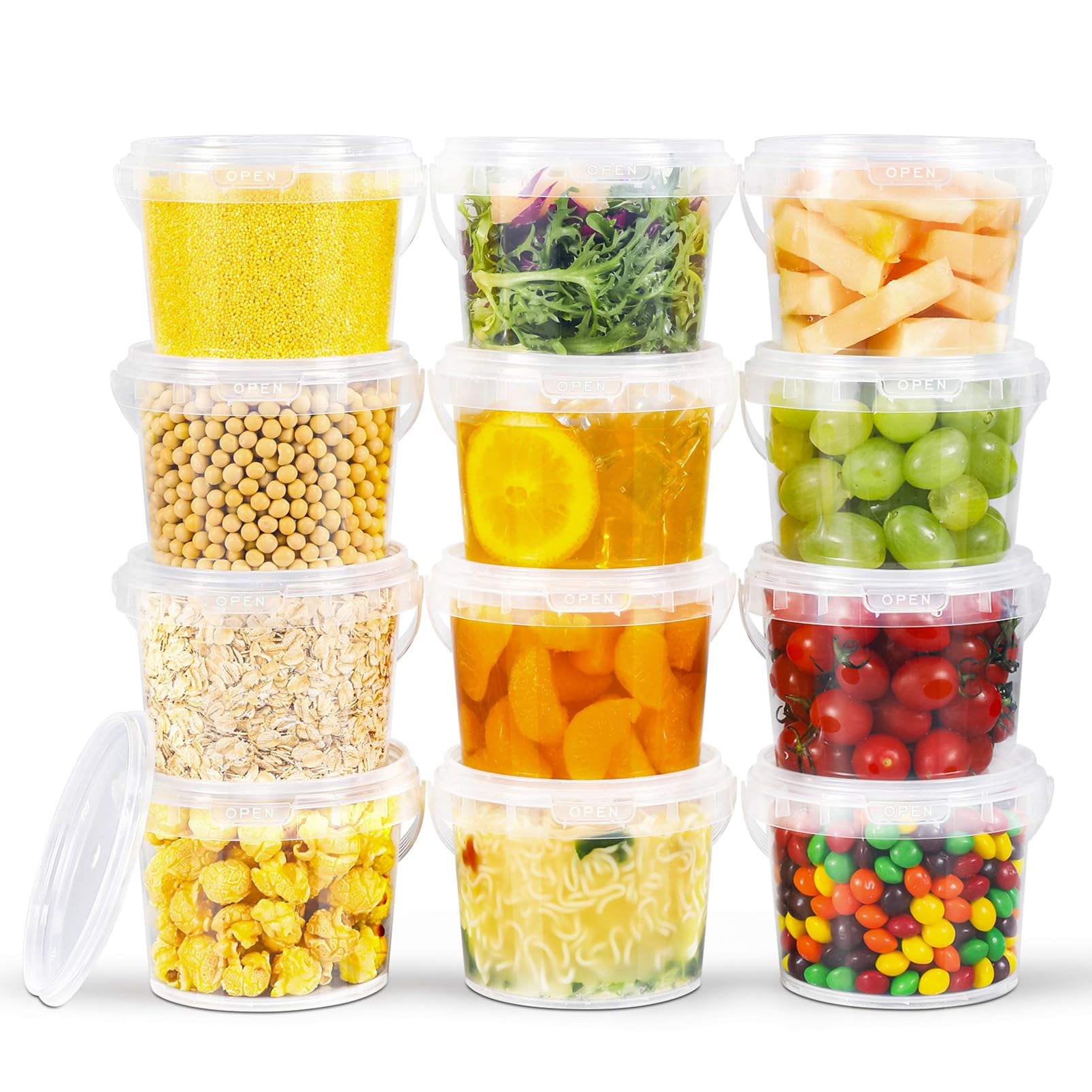 10oz Airtight Plastic Storage Containers, Reusable Food Storage ...