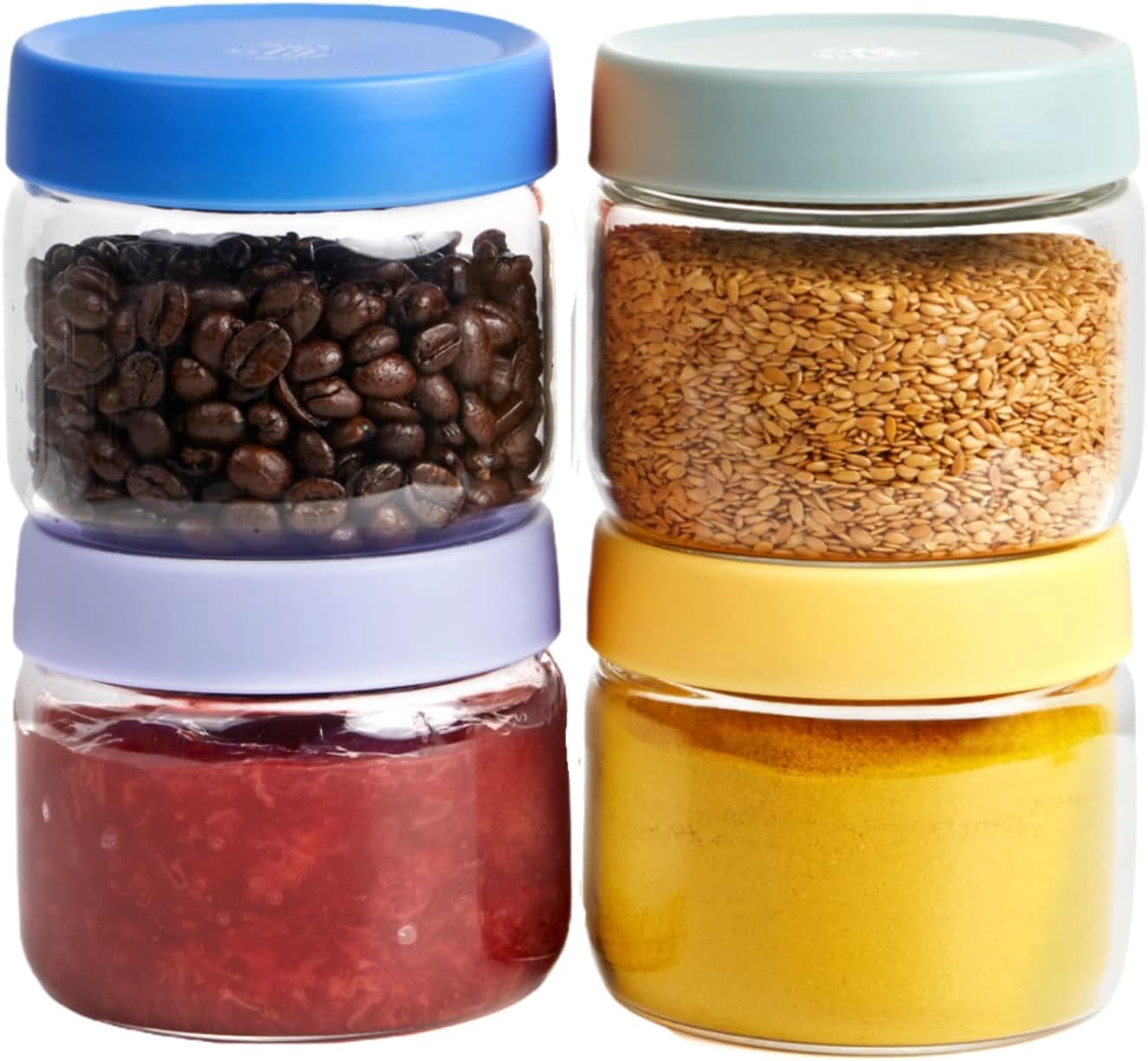 10oz Borosilicate Glass Jars with Airtight (4 ) - Freezer, Oven ...