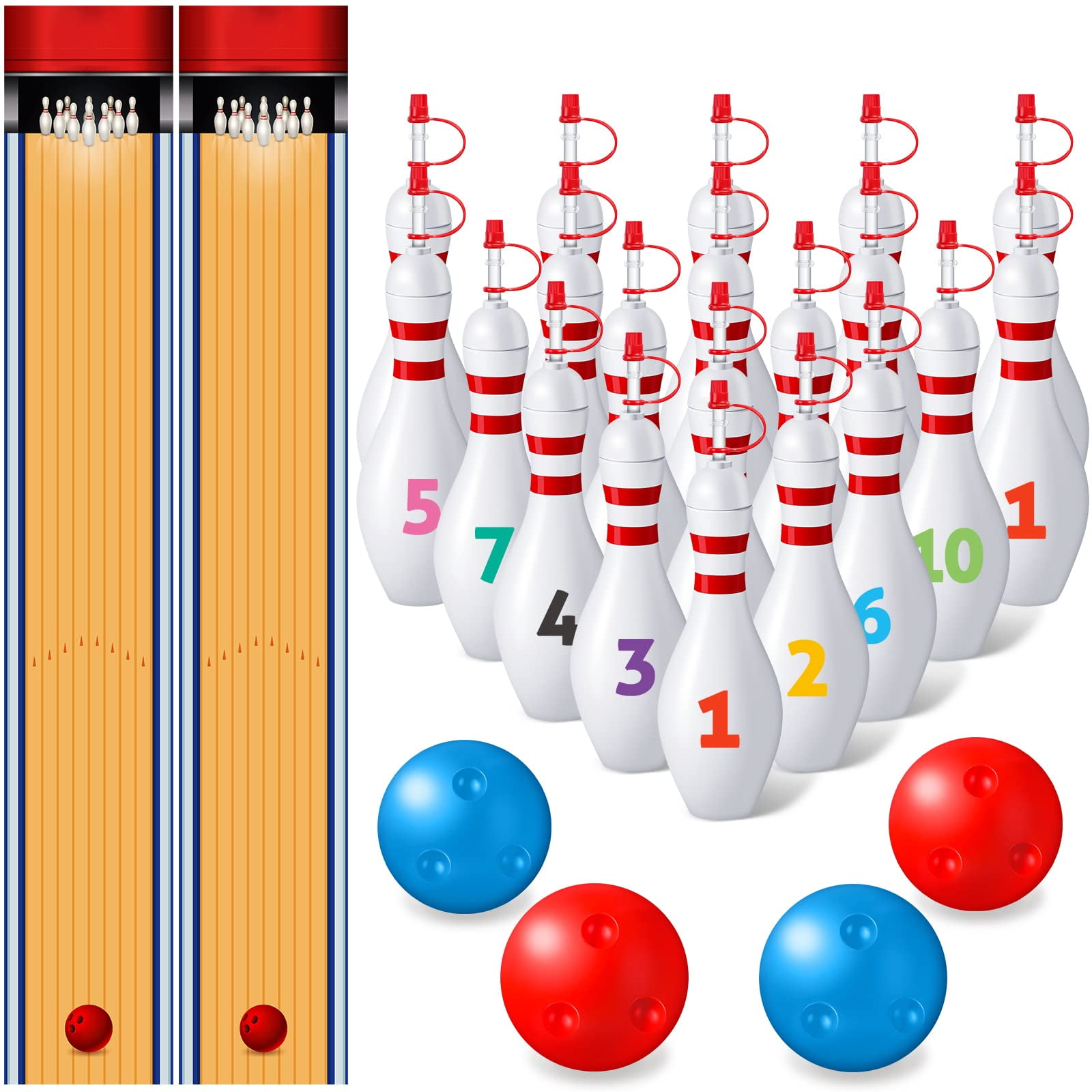 10oz Bowling Pin Shape Cups Set with Lids Straws Include 20 Bowling ...
