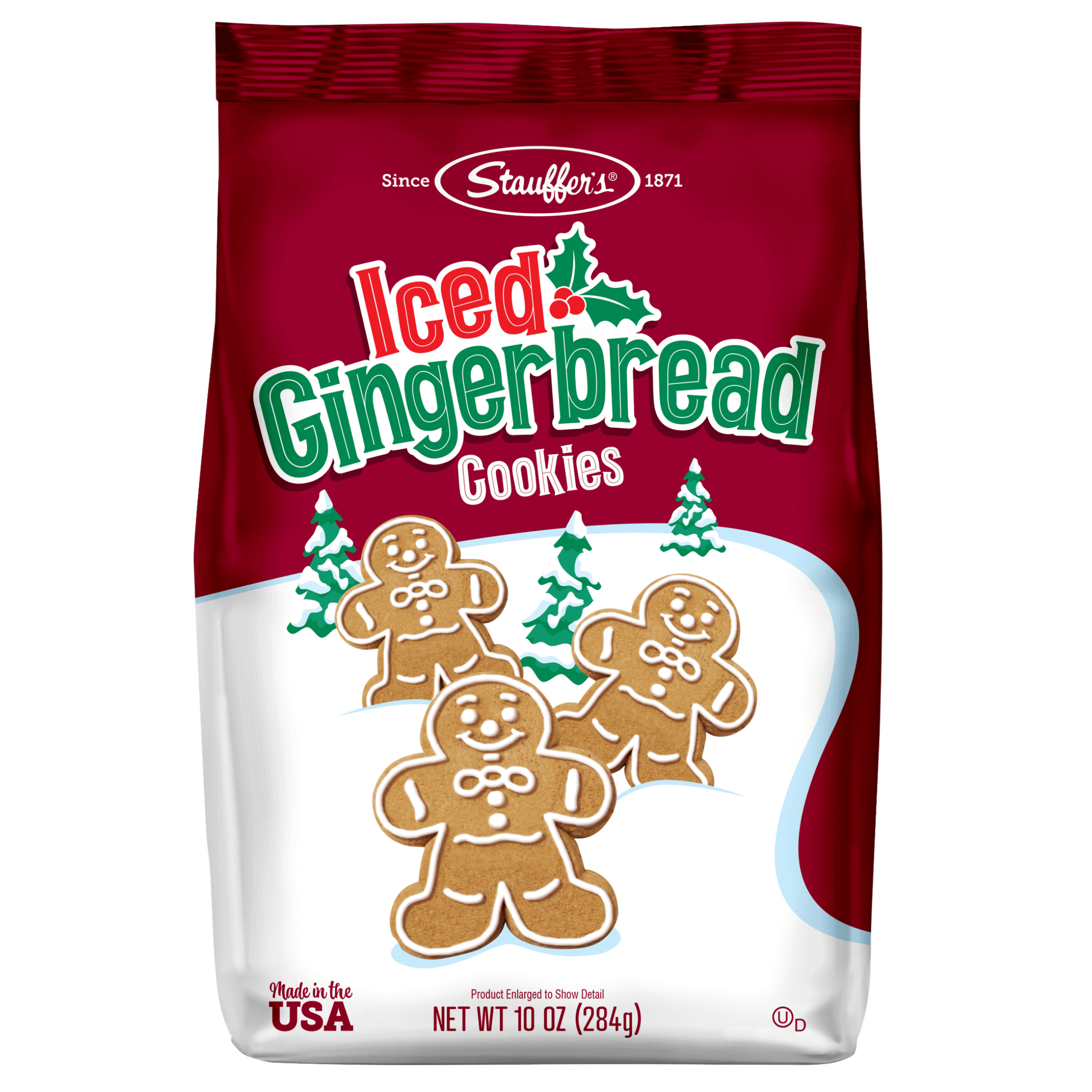 Stauffer's Iced Gingerbread Cookies, Festive Shapes with White Icing ...