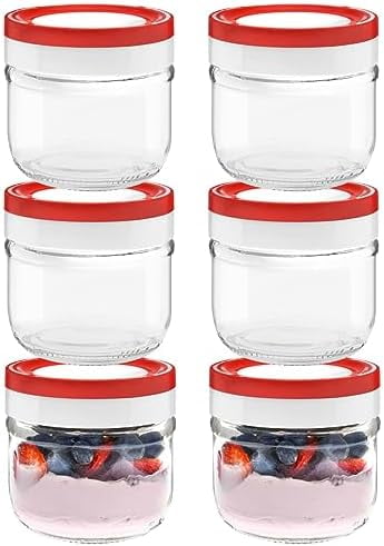 10oz Mason Jars Overnight Oats Container With Lid, 6 Pack Glass Canning ...