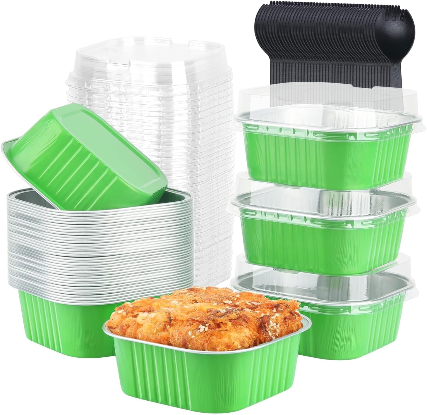10oz Mini Cake Pans With Lids 40 Pack, Aluminum Foil Small Baking Tins ...