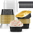 10oz Mini Cake Pans with Lids (40 Pack) Aluminum Foil Square Cupcake ...