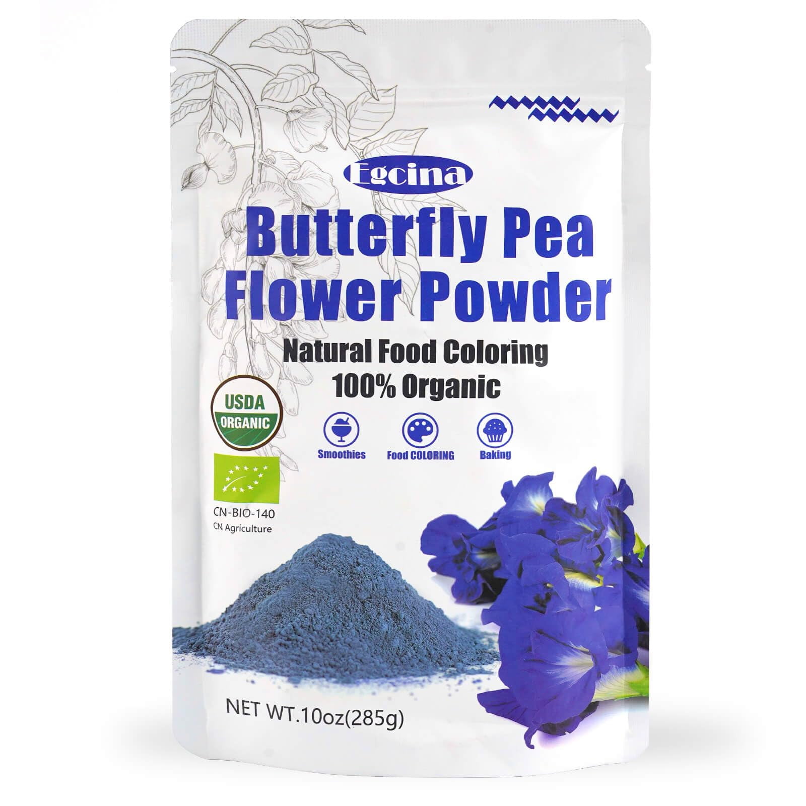 10oz Organic Butterfly Pea Flower Powder SMR- Natural Blue Butterfly ...