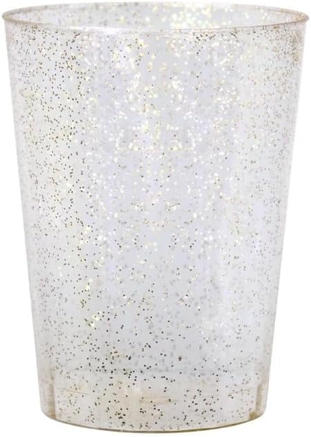 10oz Plastic Tumbler with Gold Glitter Design – Elegant Disposable ...