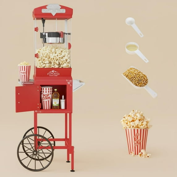 10oz Popcorn Machine Cart, Movie Theater Style Popcorn Maker with ...