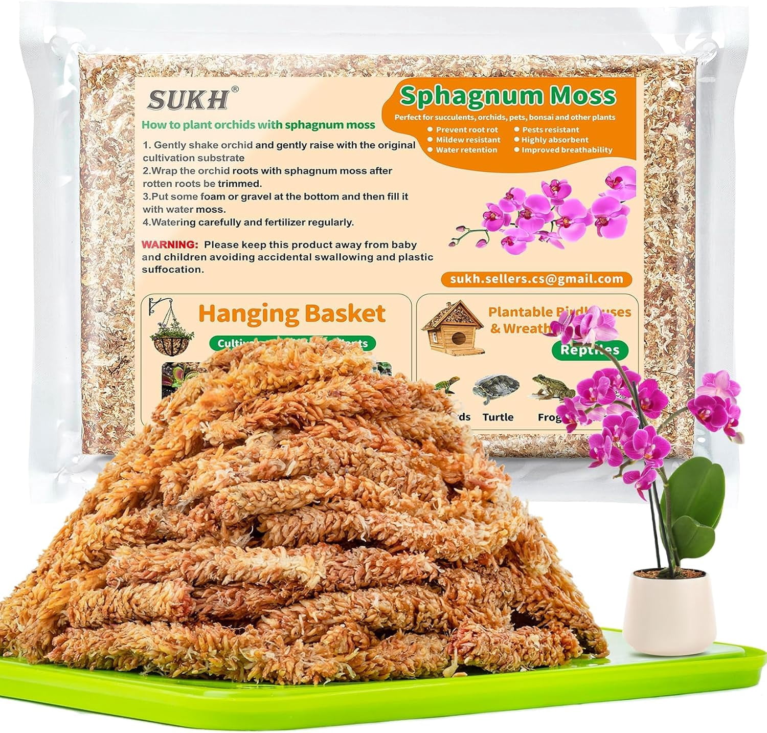 10oz Sphagnum Moss for Plants - Sphagnum Peat Moss Natural Premium Long ...