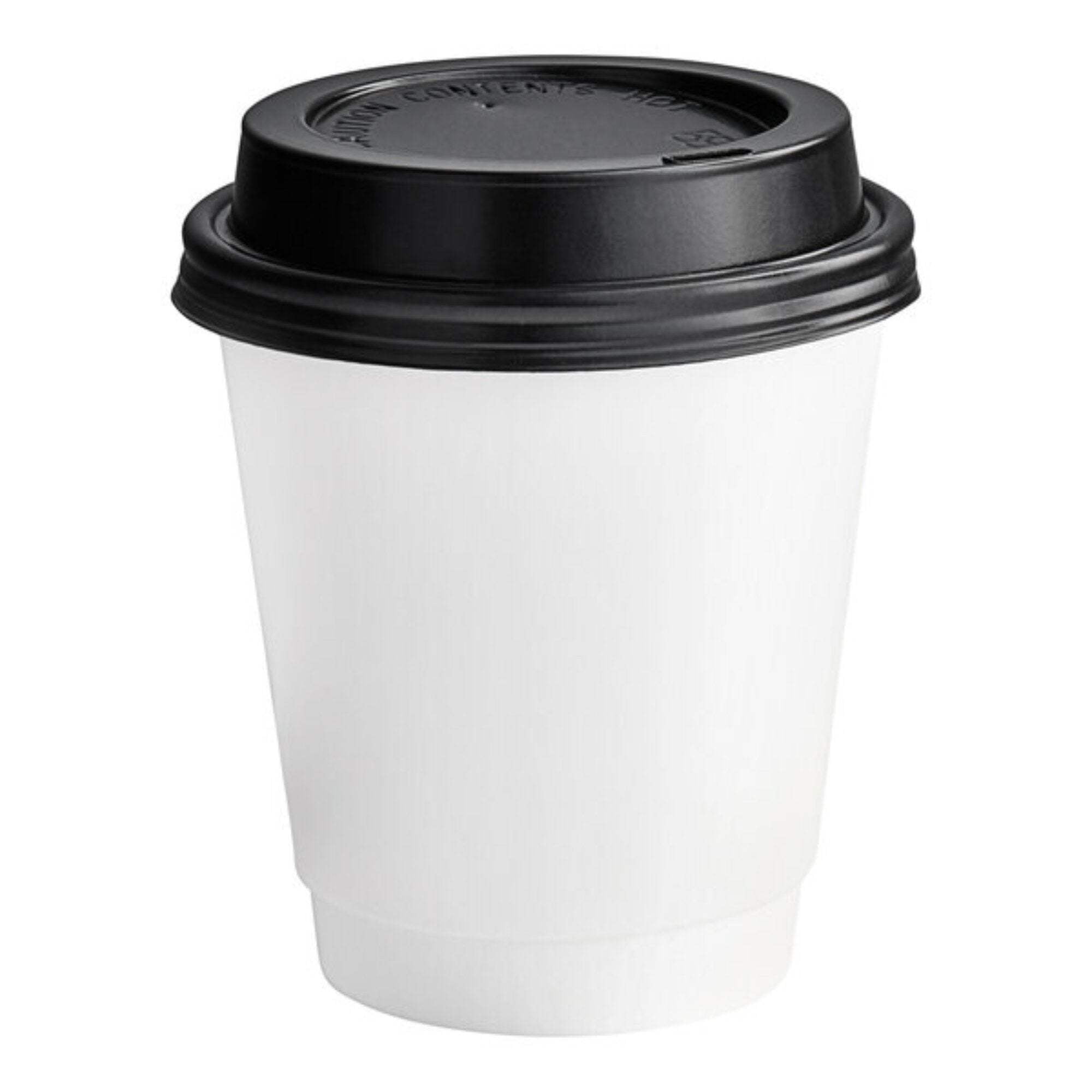 10oz White Poly Paper Hot Cups with Black Lids:8CT - Walmart.com