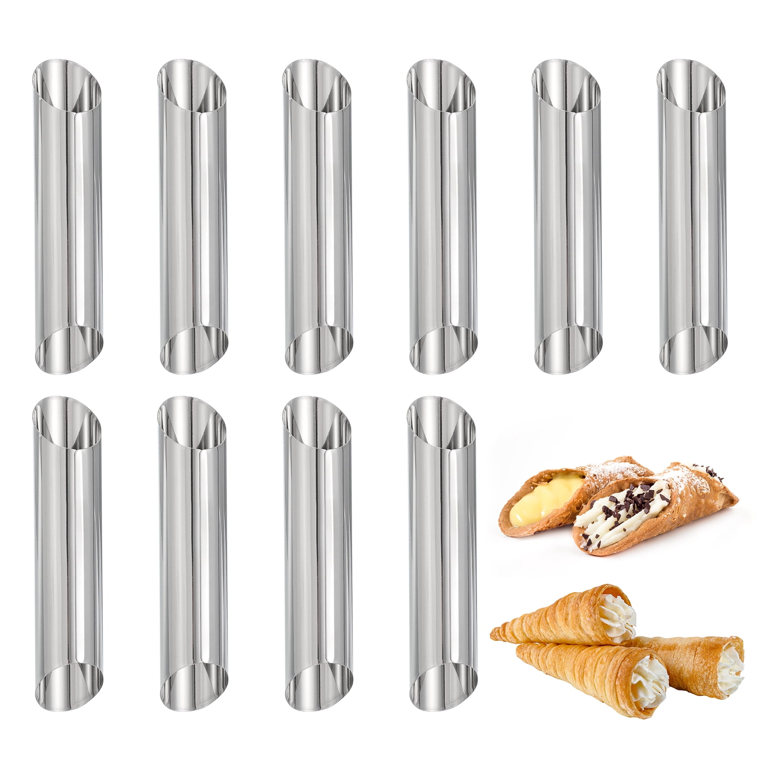 10pack Cream Horn Moulds, 5 Inch Stainless Steel Tubular Shaped Horn ...