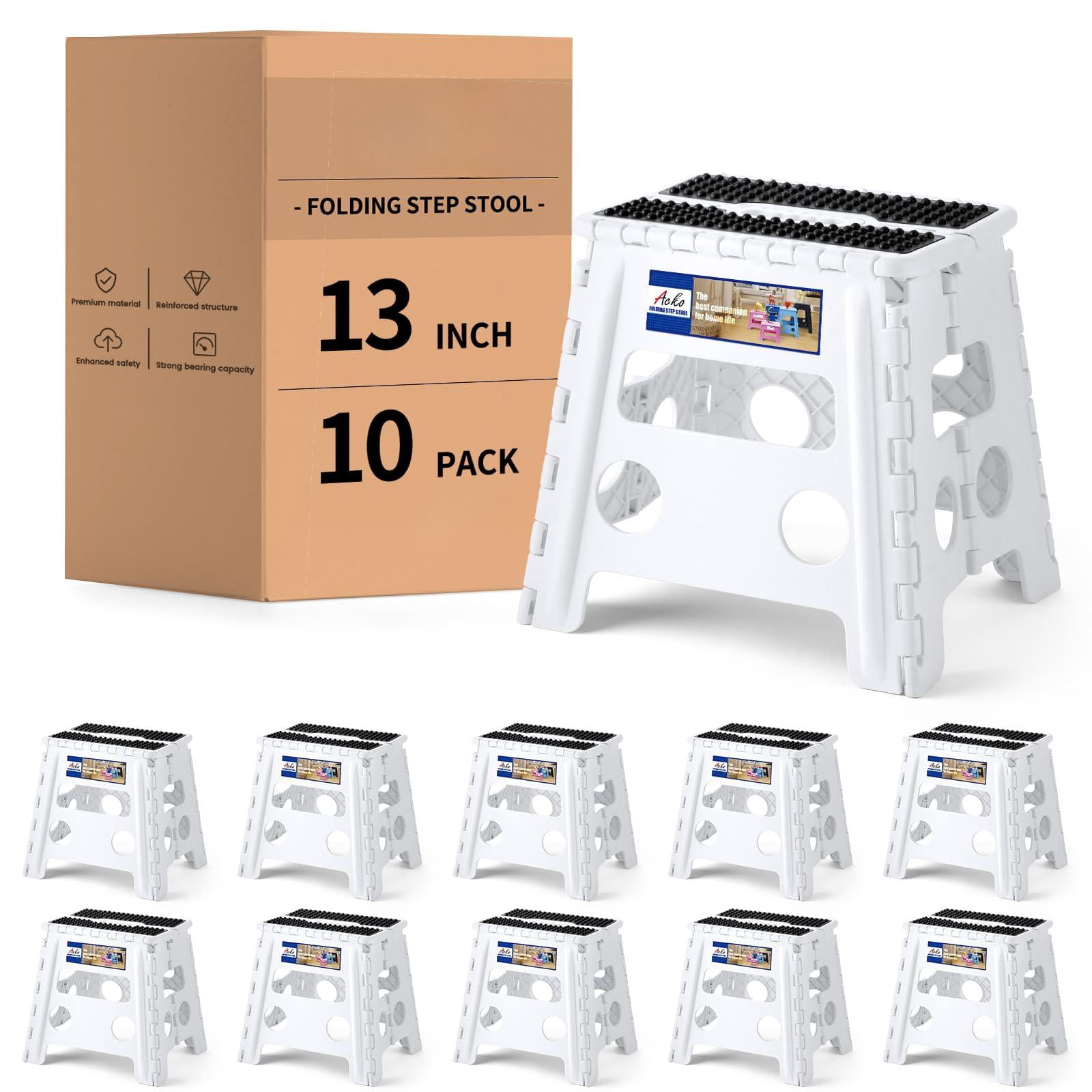 10pack Folding Step Stool - 13" Height Heavy Duty Stools For Adults And ...