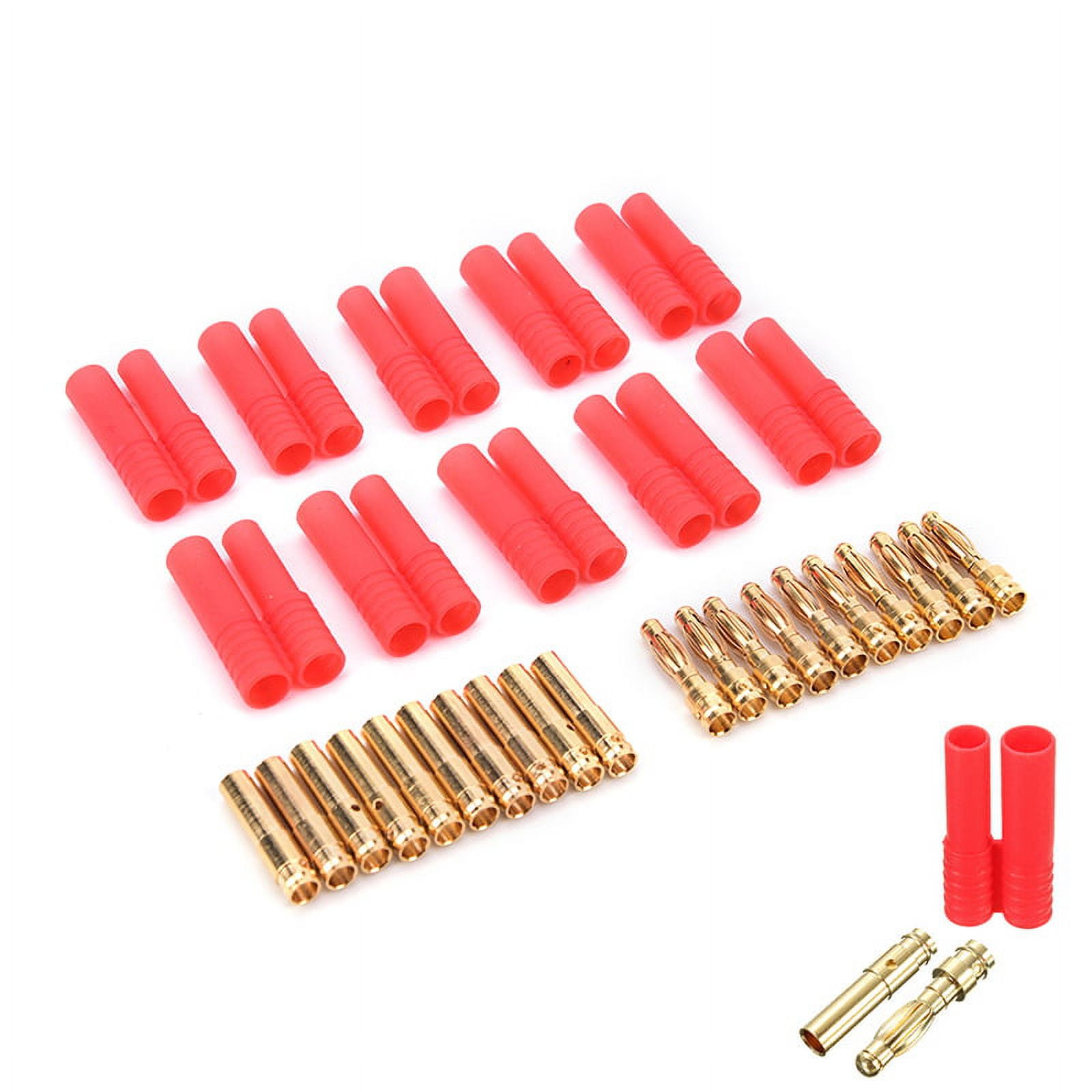 10pack HXT 4mm bullets banana plug with red housing for RC connector AM ...
