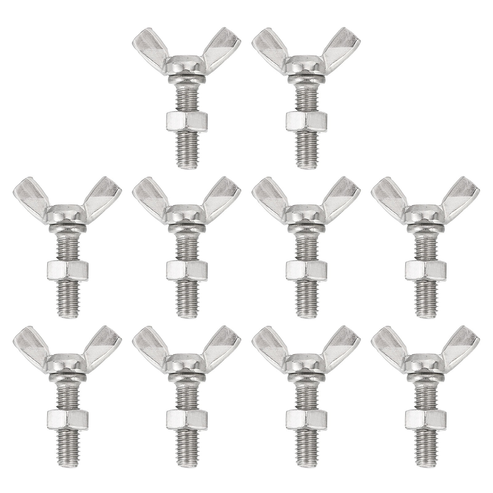 10pack M6-1x20mm Wing Butterfly Screws Bolts with 10pack Nuts, 304 ...