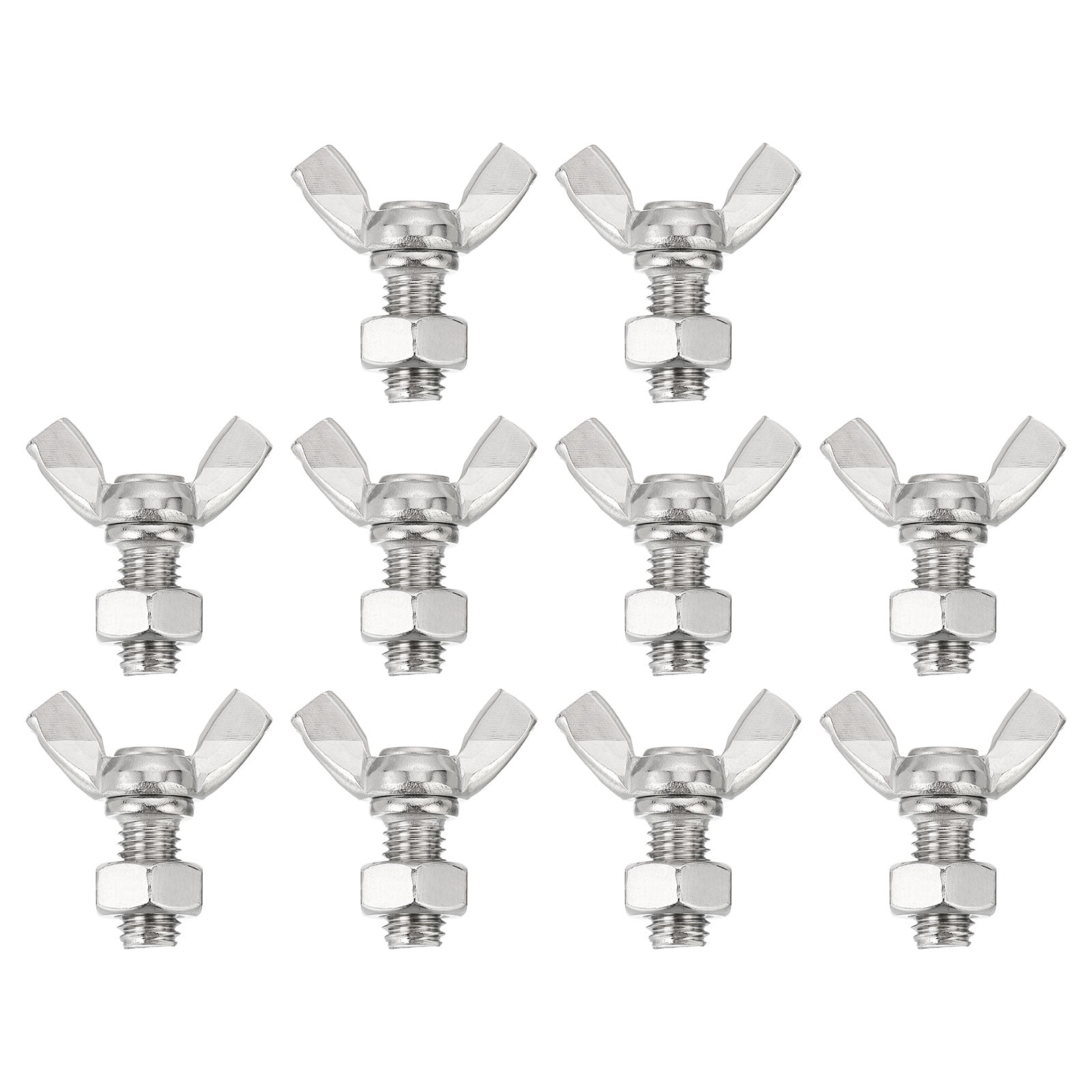 10pack M8-1.25x16mm Wing Butterfly Screws Bolts with 10pack Nuts, 304 ...