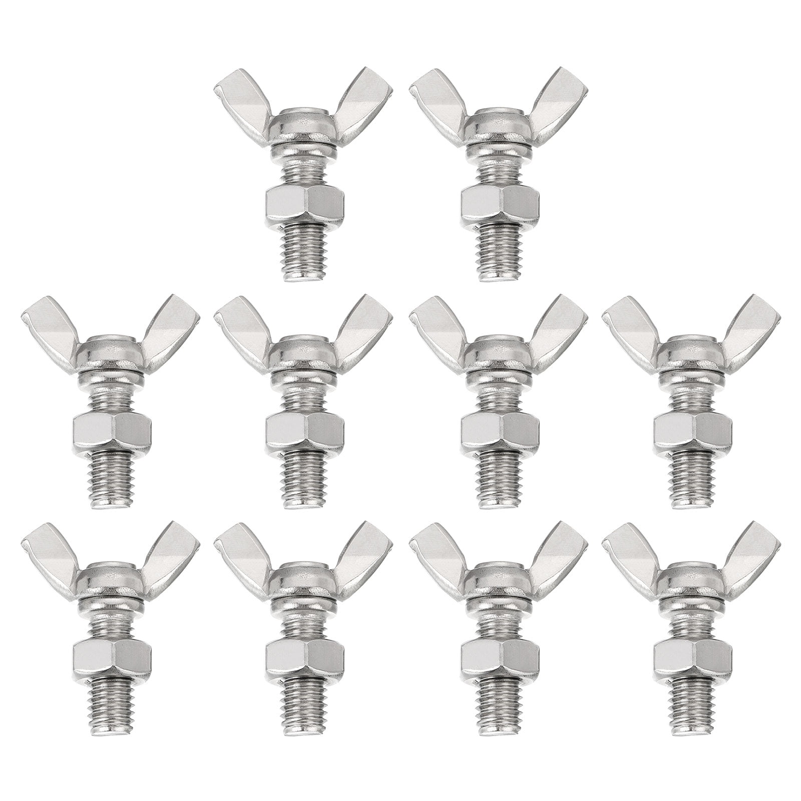 10pack M8-1.25x20mm Wing Butterfly Screws Bolts with 10pack Nuts, 304 ...