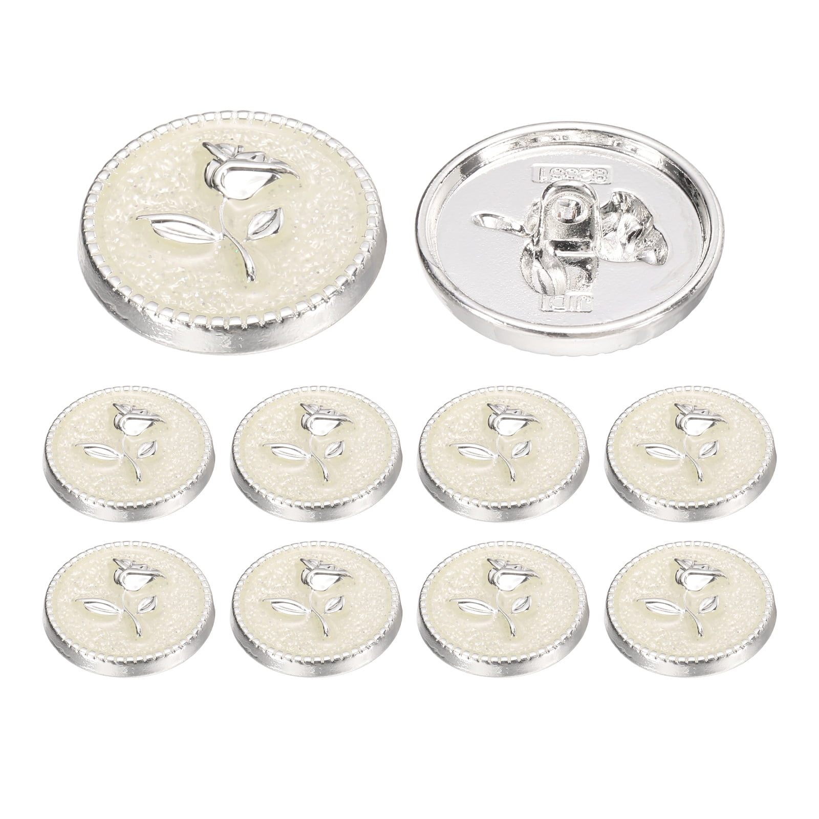 10pack Metal Shank Button, 20mm/0.79" Vintage Round Tulip Flower Button Decorative Sewing ...