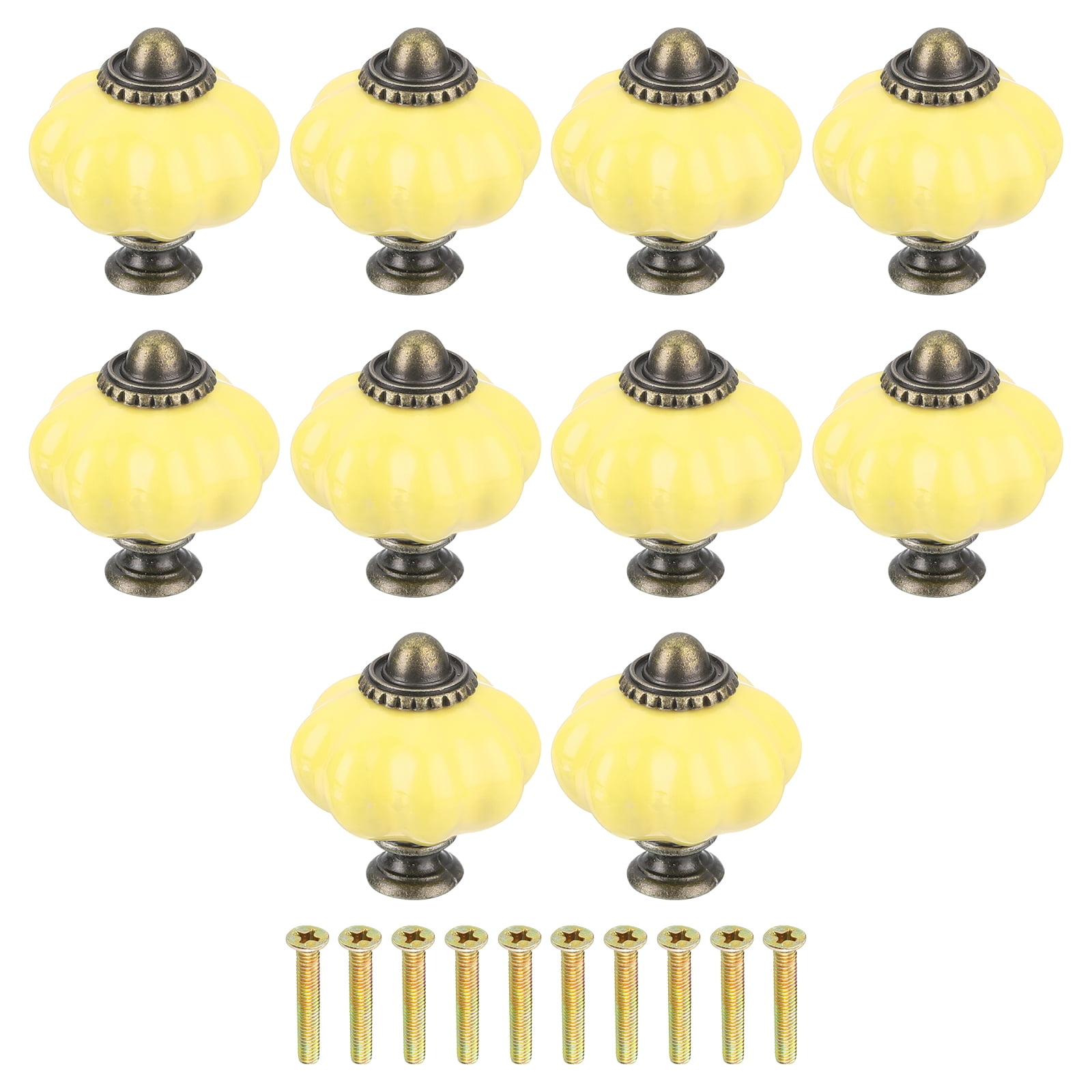 10pack Yellow Pumpkin Knobs, Vintage Drawer Pulls with 10 Screws ...