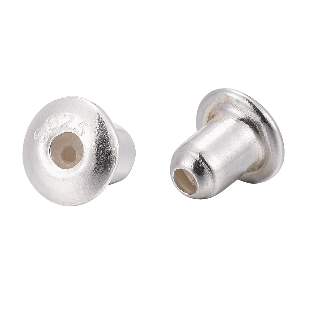 10pairs Ear Nuts with 925 Stamp Silver 3.5x3.3mm Hole: 0.7mm - Walmart.com