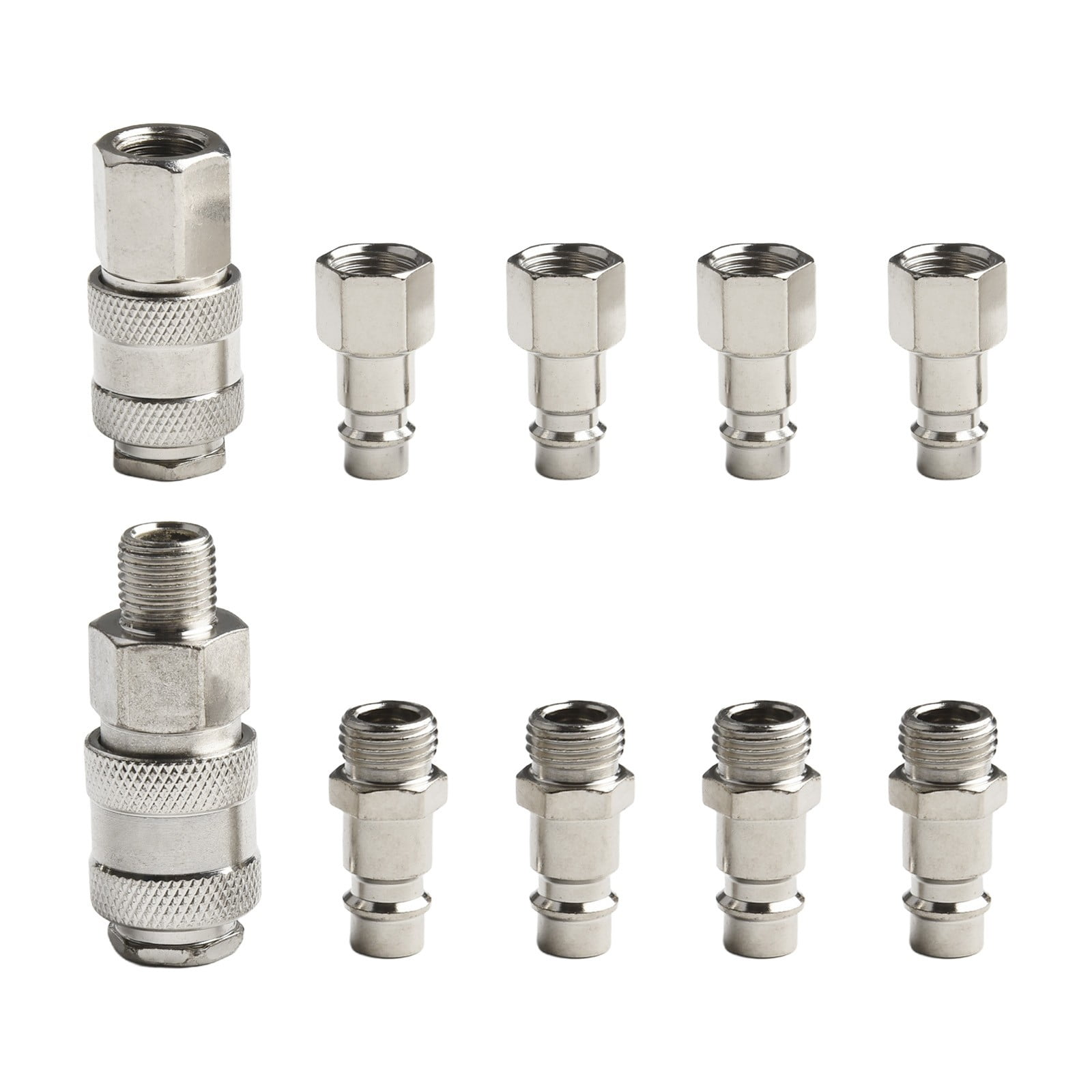 10pc 1/4in Pneumatic Fittings, Air Hose Couplings, Self-Locking Air ...