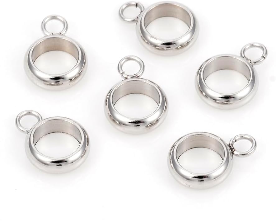 10pc 10Pcs 304 Stainless Steel Tube Bails Flat Round Loop Bails ...