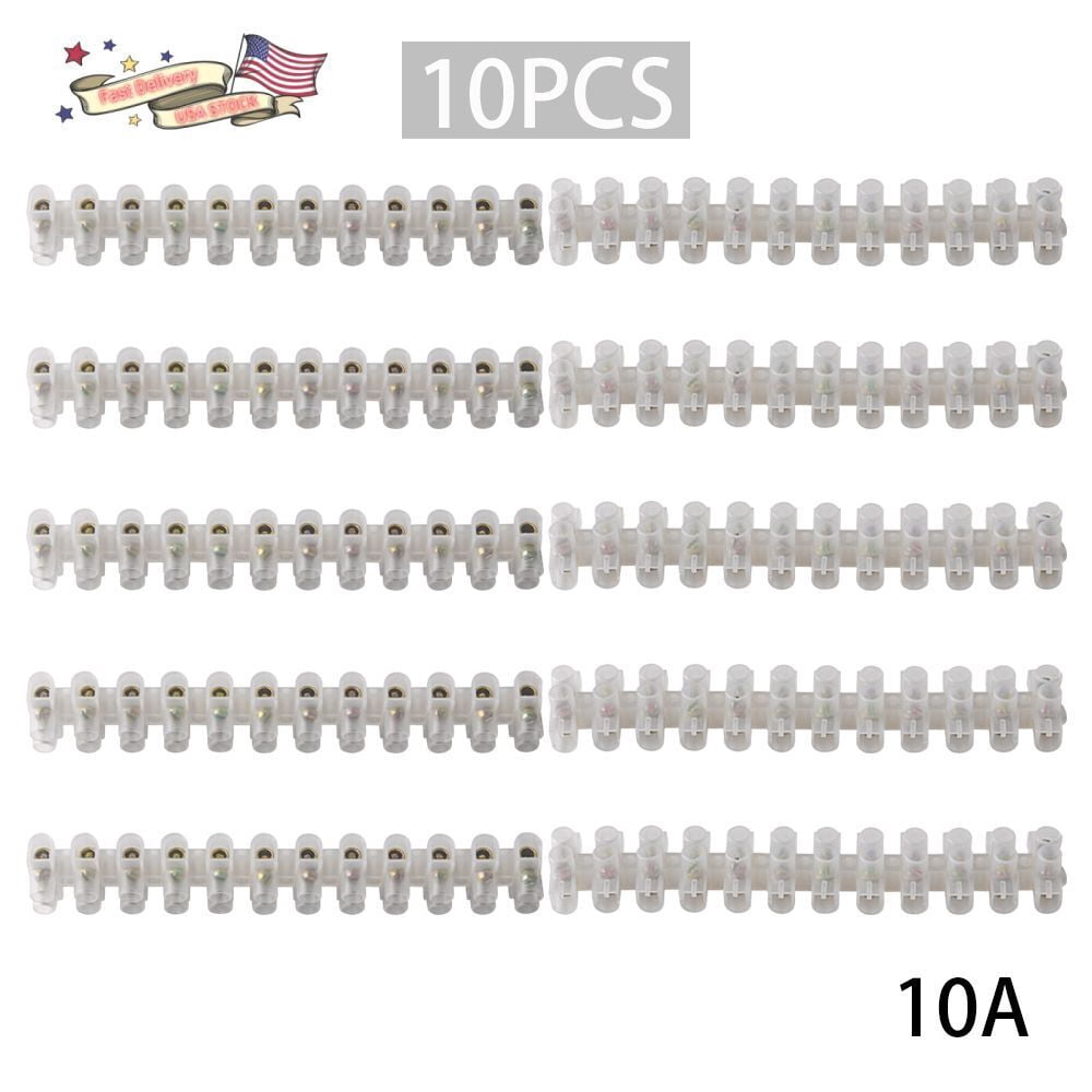 10pc 12Position 10Amp Wire Connector Dual Row Screw Barrier Block ...