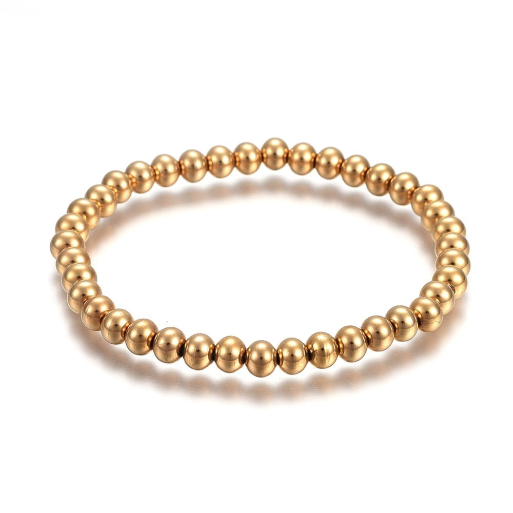 10pc 201 Stainless Steel Stretch Bracelets Round Golden 2-1/4 inch(5 ...