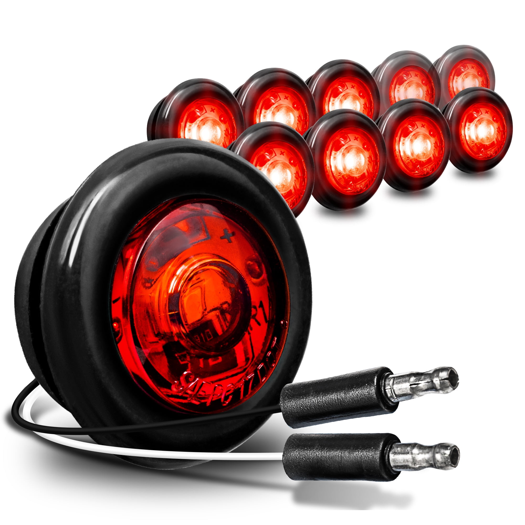 10pc 3/4" Round DOT P2PC Red LED Bullet Clearance Marker Lights for ...