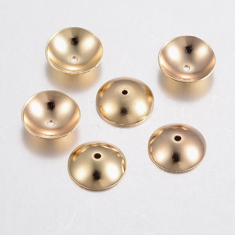 10pc 304 Stainless Steel Bead Caps Apetalous Real 18K Gold Plated 8x2 ...