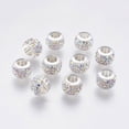 10pc 304 Stainless Steel European Beads with Polymer Clay Rhinestone ...