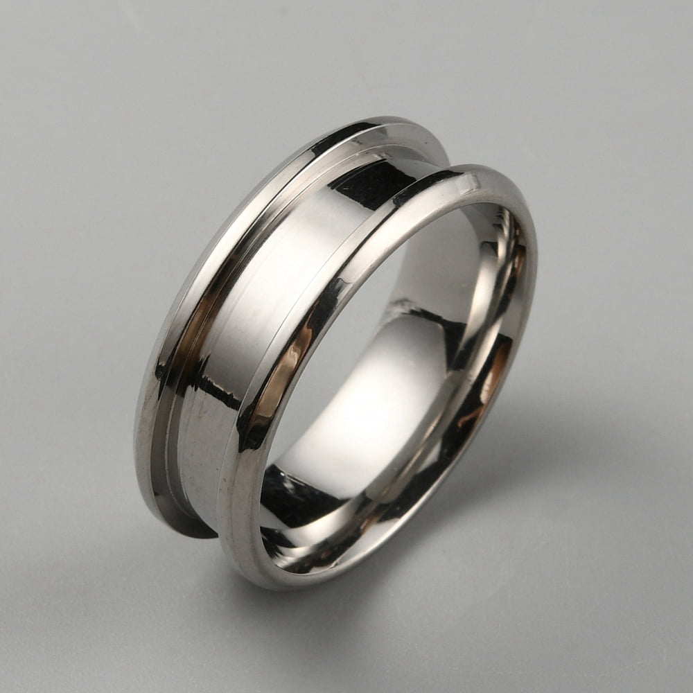 10pc 304 Stainless Steel Grooved Finger Ring Settings Ring Core Blank ...