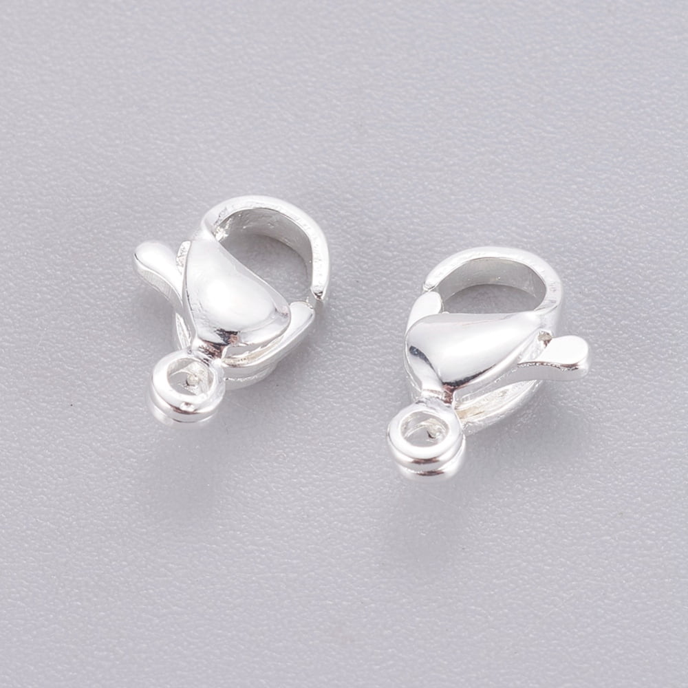 10pc 304 Stainless Steel Lobster Claw Clasps Silver Color Plated 9x6x3 ...