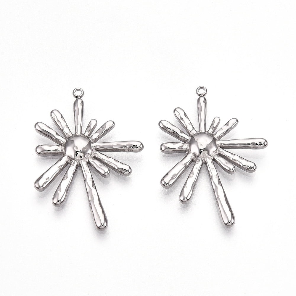 10pc 304 Stainless Steel Pendants Sun Charm Anti- Stainless Steel Color ...