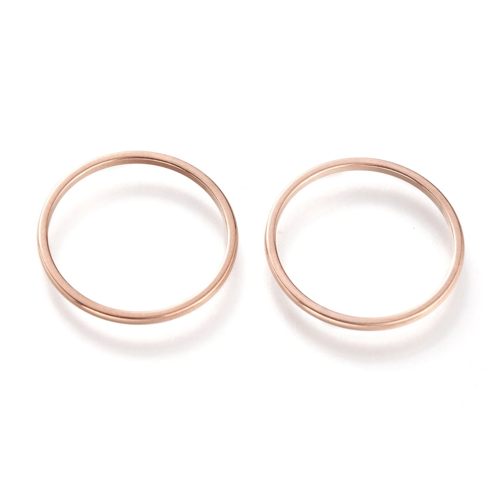 10pc 304 Stainless Steel Plain Band Rings Rose Gold 1mm US Size 7~7 3/4 ...