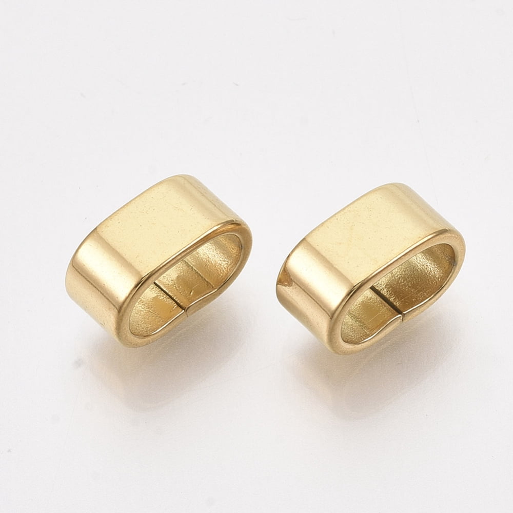 10pc 304 Stainless Steel Slide Charms Rectangle Golden Hole: 8x4mm ...