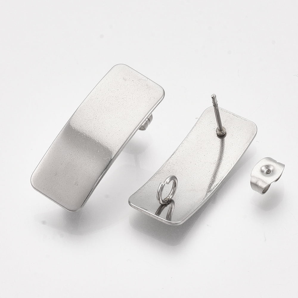 10pc 304 Stainless Steel Stud Earring Findings with Loop and Ear Nuts ...