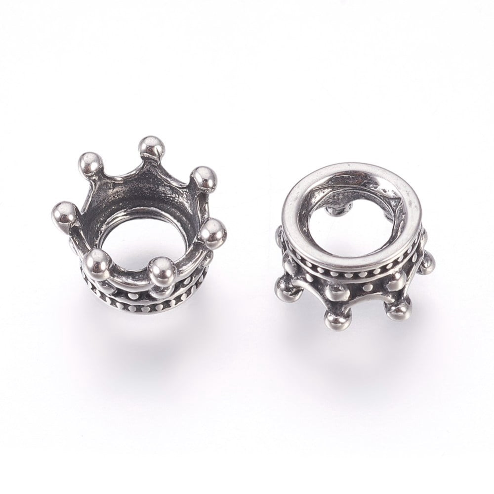 10pc 316 Surgical Stainless Steel Beads Large Hole Beads Silver 10x5 ...