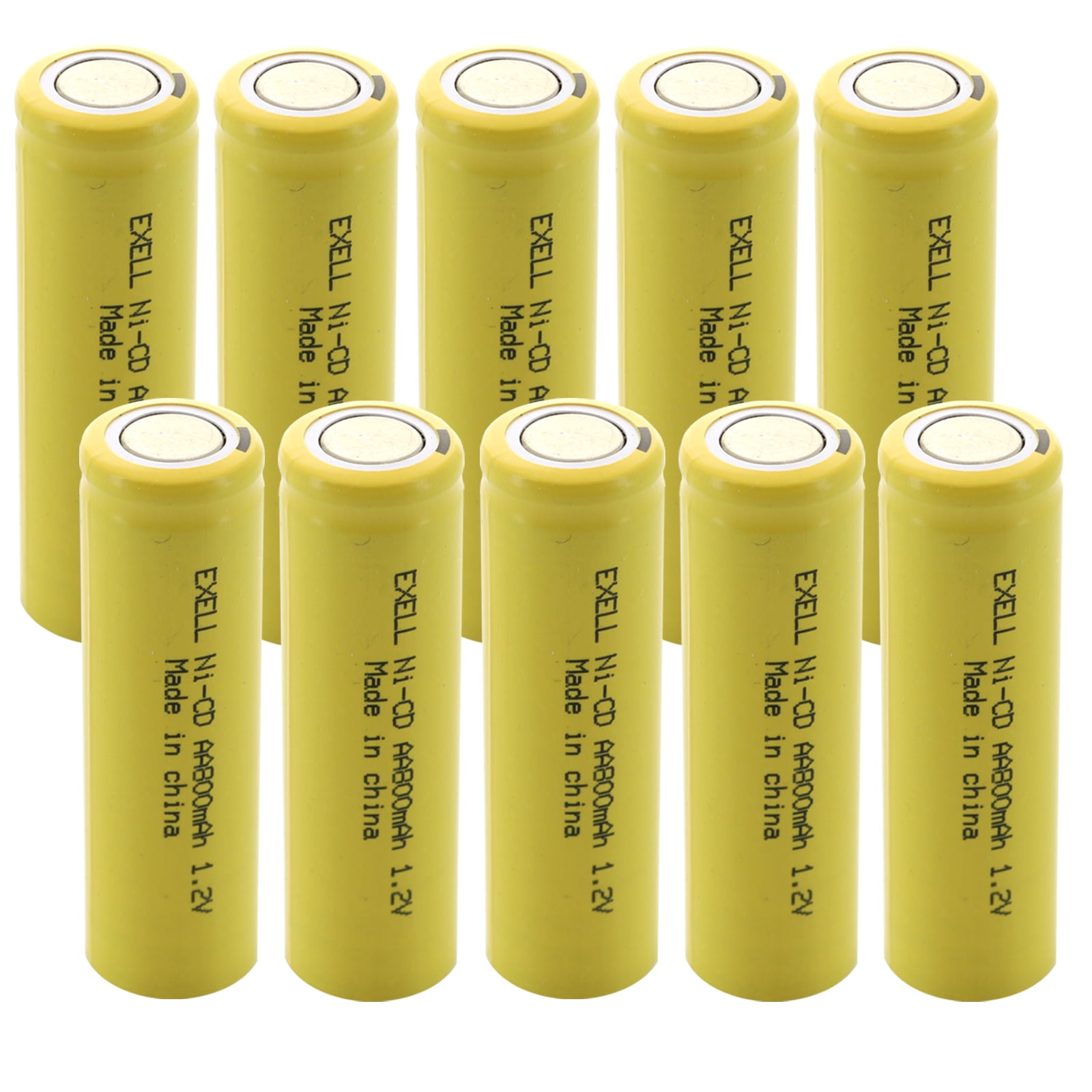 10pc AA 1.2V 800mAh NiCd Rechargeable Flat Top Assembly Cell Batteries ...