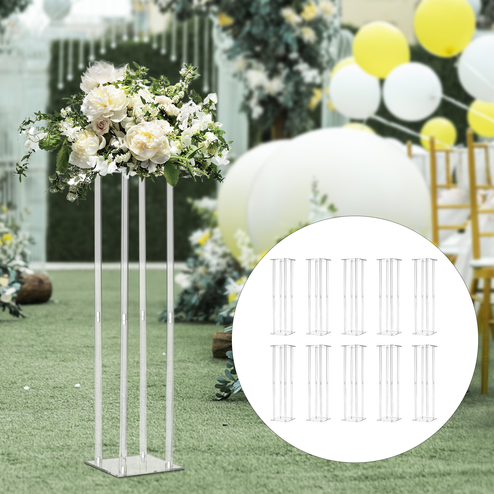 10pc Acrylic Vases Wedding Centerpieces For Tables Clear Column Flower ...