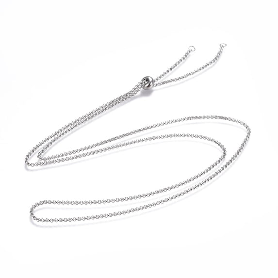 10pc Adjustable 304 Stainless Steel Slider Necklaces with Rolo Chains ...