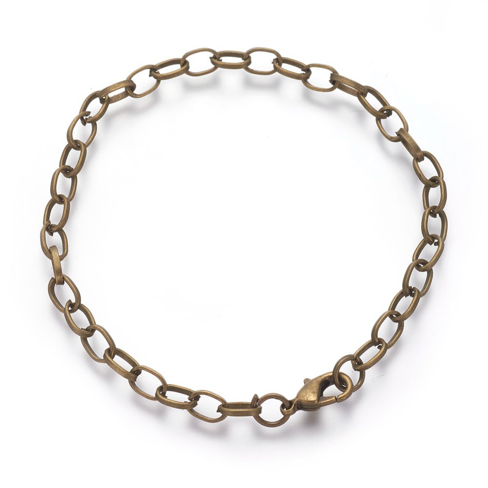 10pc Antique Bronze Tone Iron Cable Chain Bracelet Making with Lobster ...