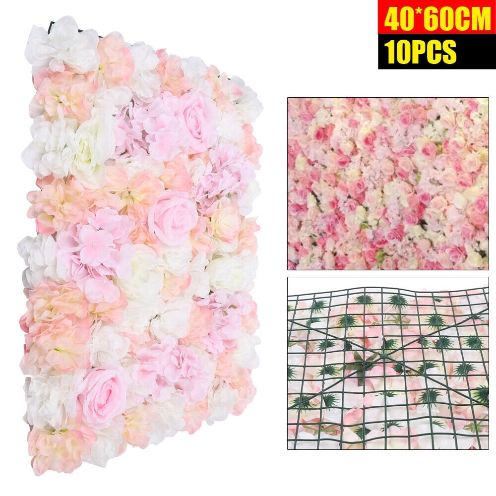 Uubranded Artificial Silk Flower Wall Panel, Pink White Hydrangea ...