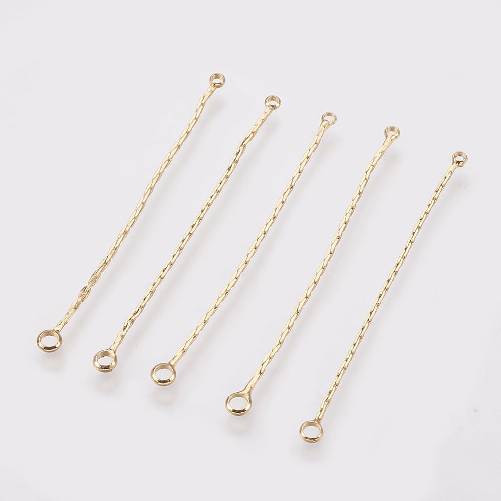 10pc Brass Chain Links connectors Nickel Free Real 18K Gold Plated 44x2 ...