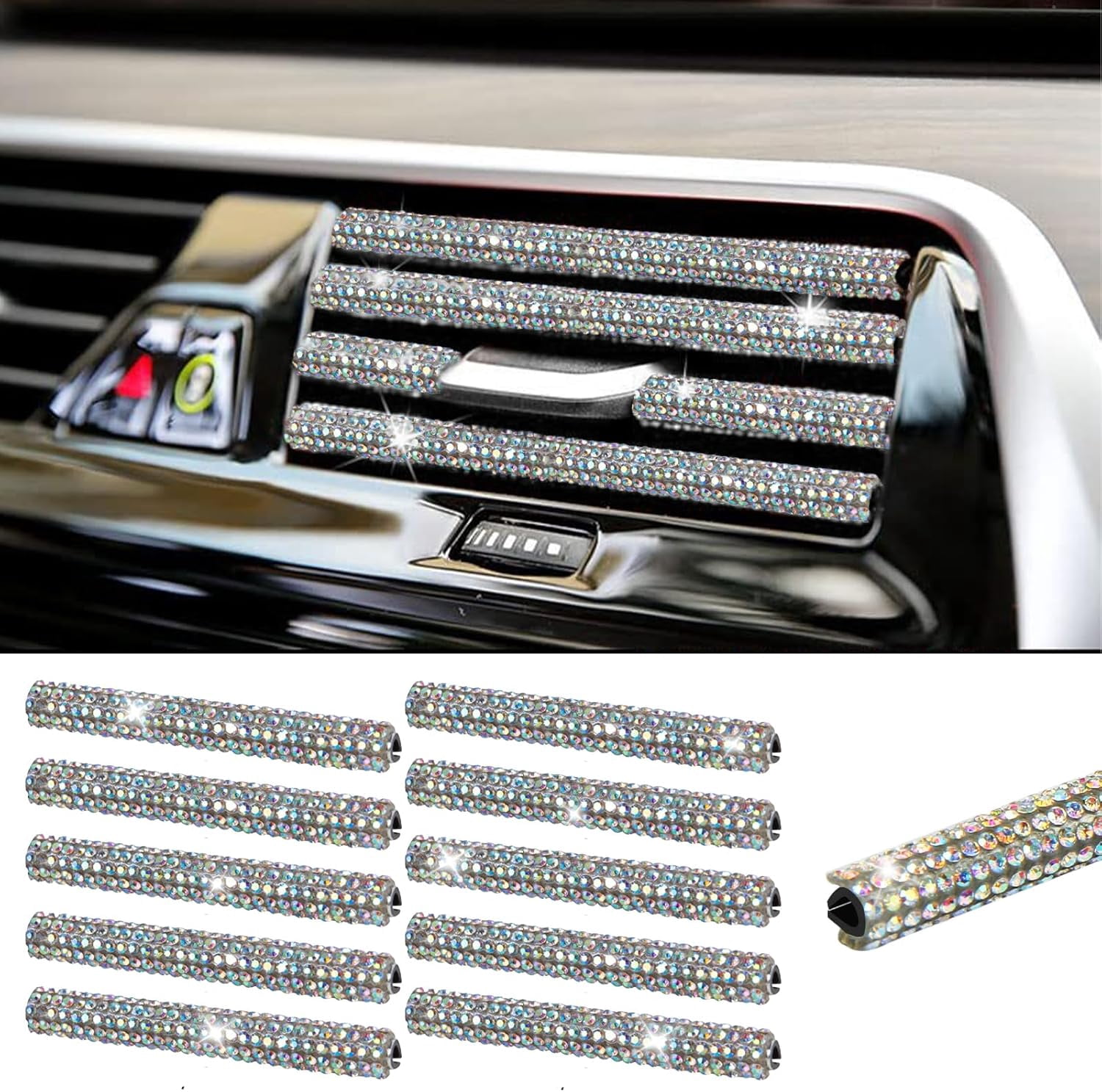 10pc Car Vent Accessories Set, Snap-On Dashboard Air Vent Covers ...