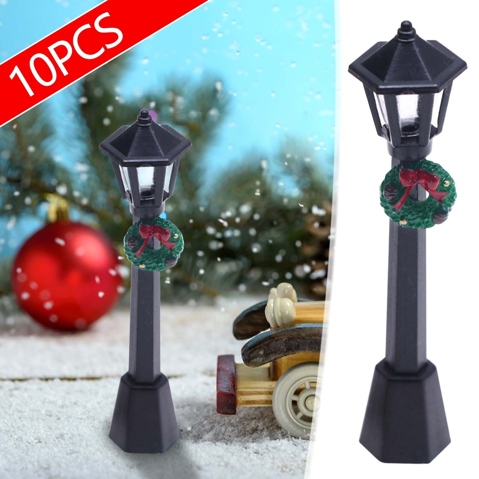 10pc Christmas Village Accessories Christmas Mini Street Light Models ...