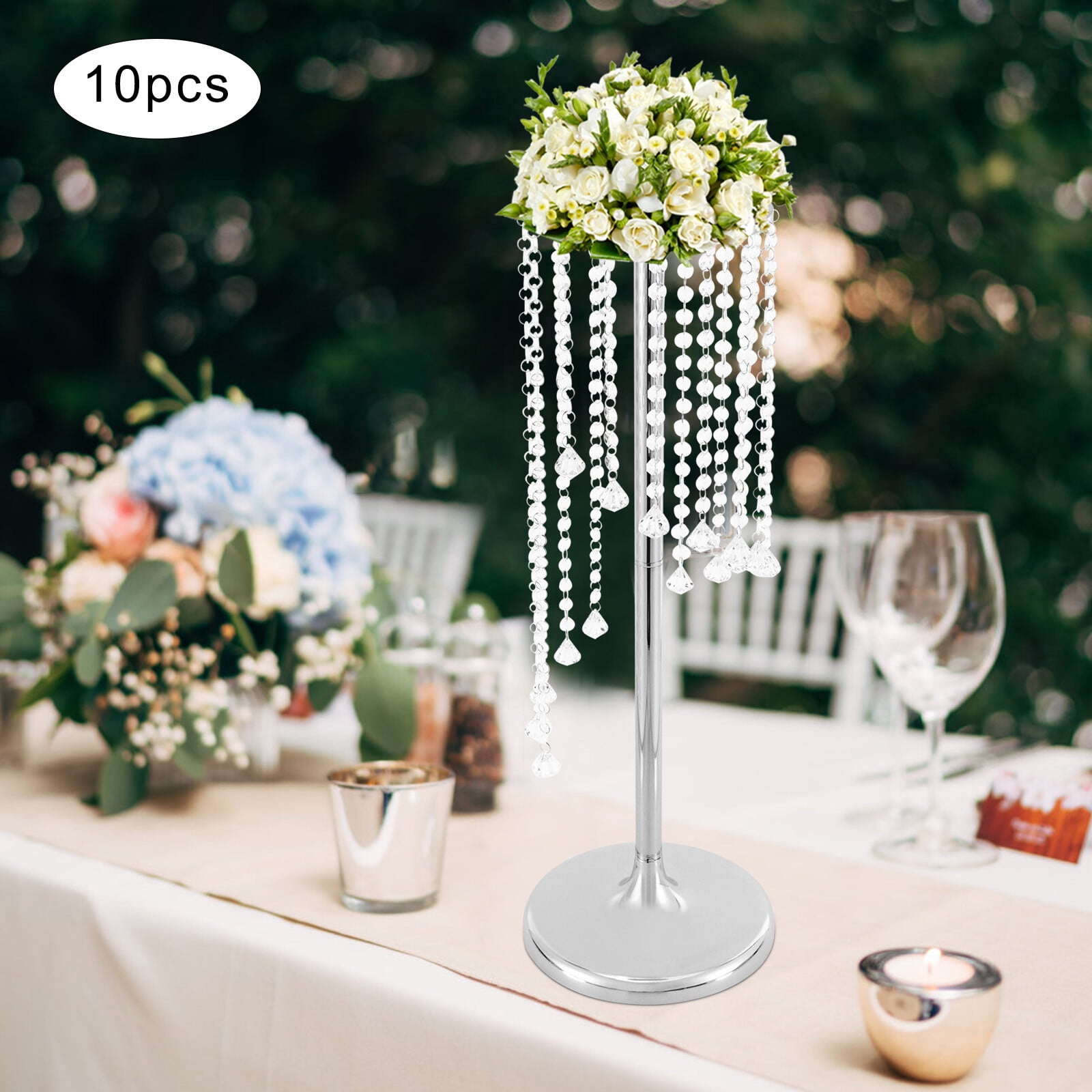 10pc Crystal Flower Stands Wedding Centerpieces Sliver Flower Holder ...