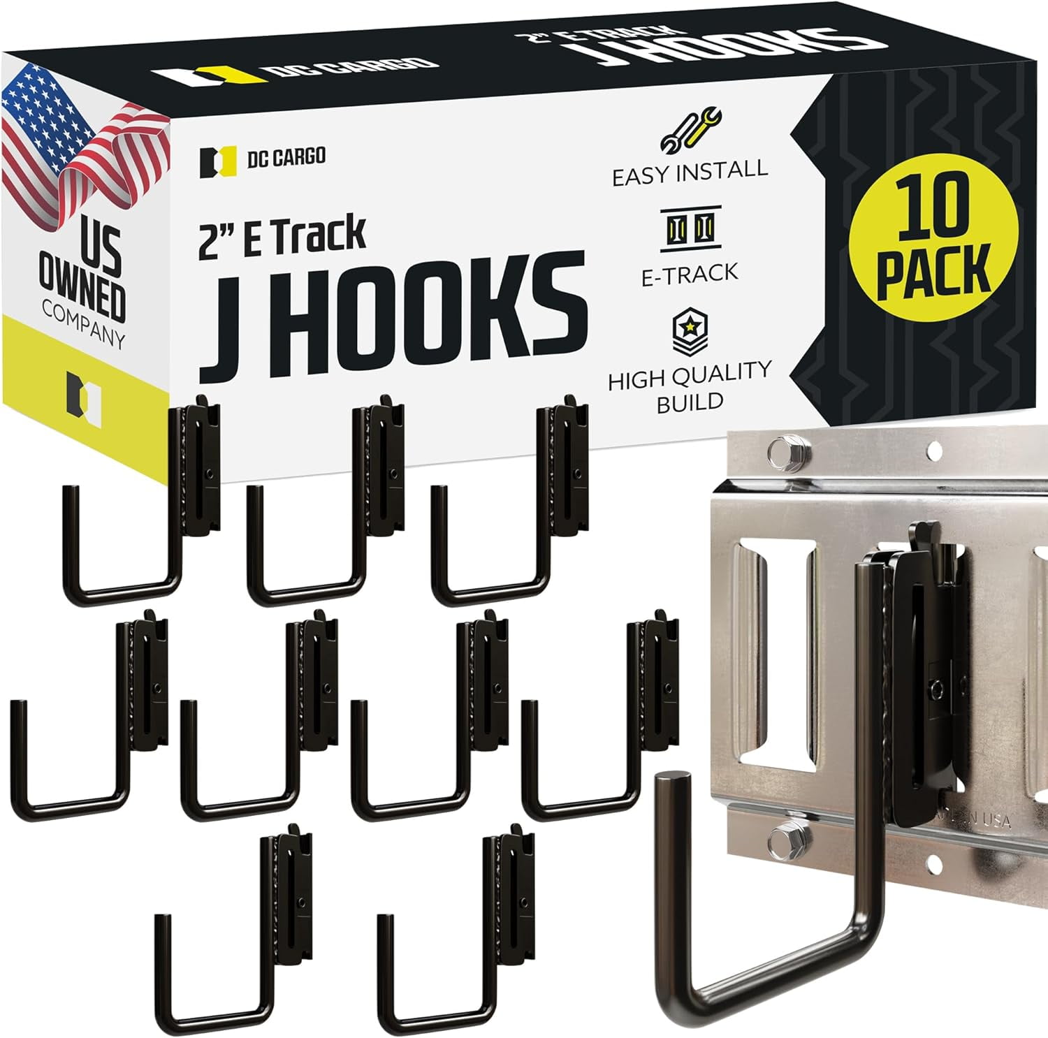 "10pc E-Track Hooks, E-Track Accessories , 2 Inch Etrack J Hooks ...