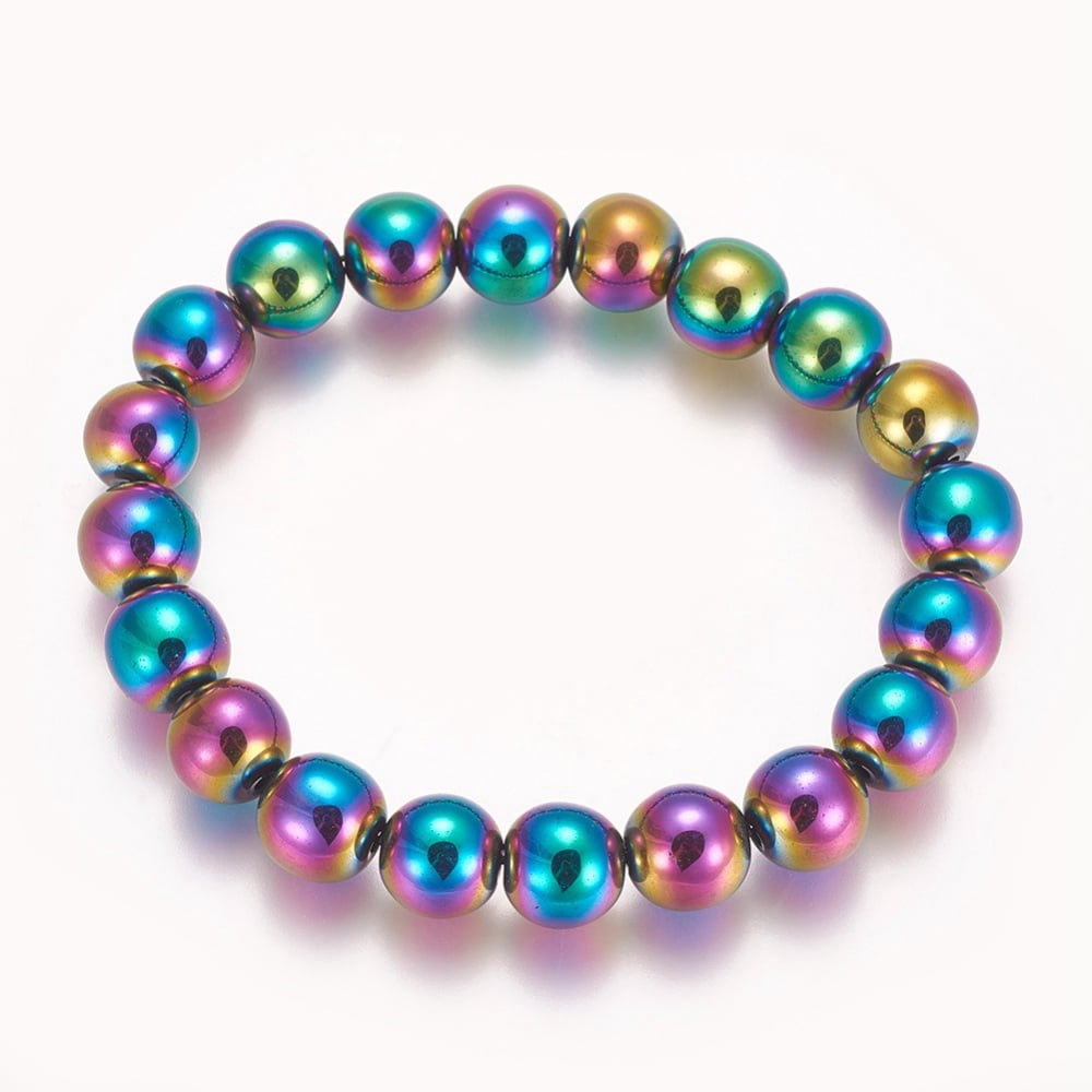 10pc Electroplated Non-magnetic Synthetic Hematite Beaded Stretch ...