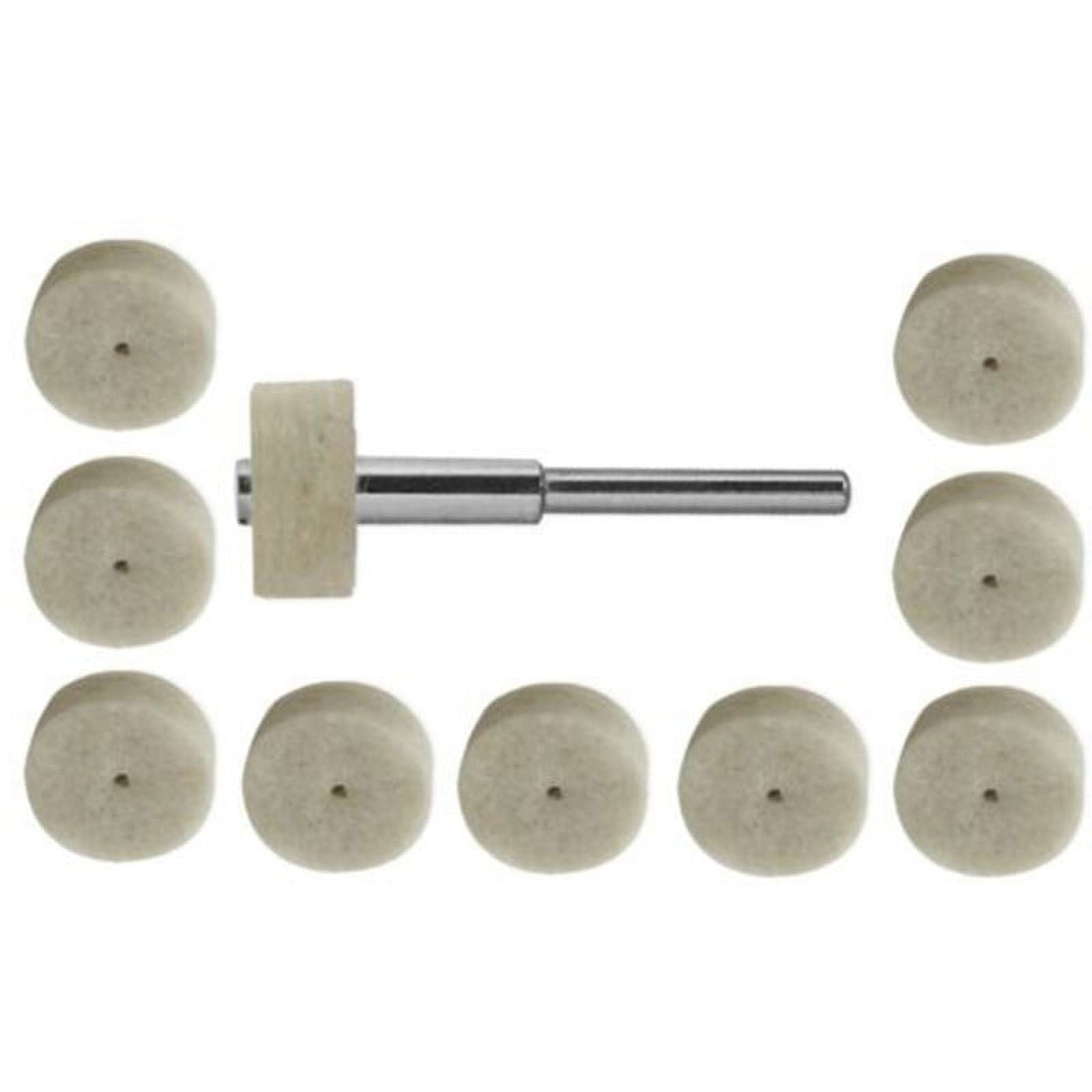 10pc Felt Buffing Polishing Wheels 1/2" w/ Mandrel Wool Fits Rotary ...