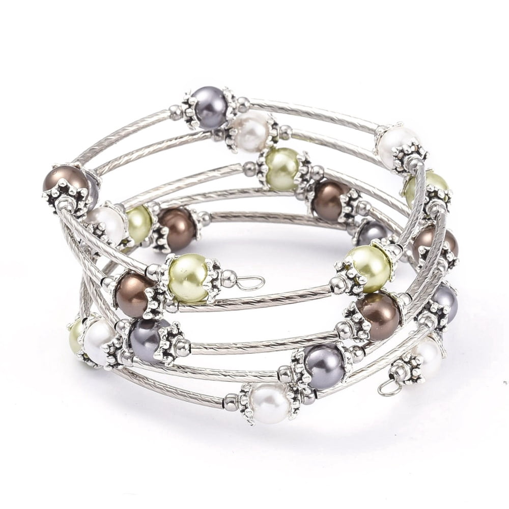 10pc Five Loops Fashion Wrap Bracelets with Shell Pearl Beads 304 ...