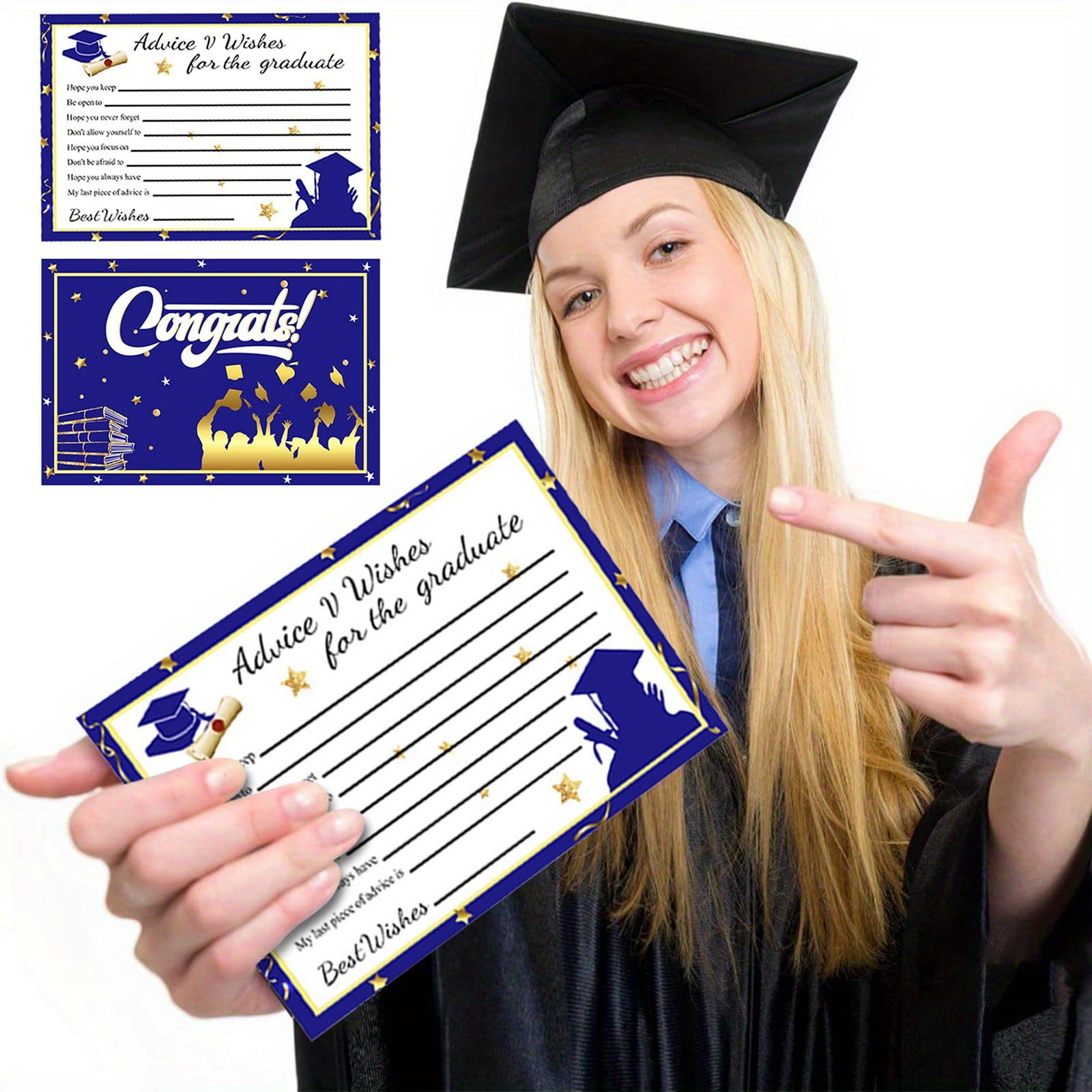 10pc Graduation Invitation Card Set with Envelopes Stickers Gold ...