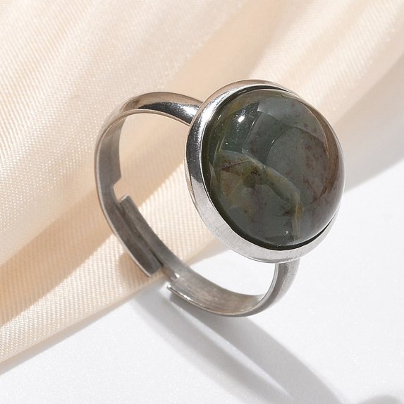 10pc Half Round Natural Indian Agate Finger Rings 304 Stainless Steel ...